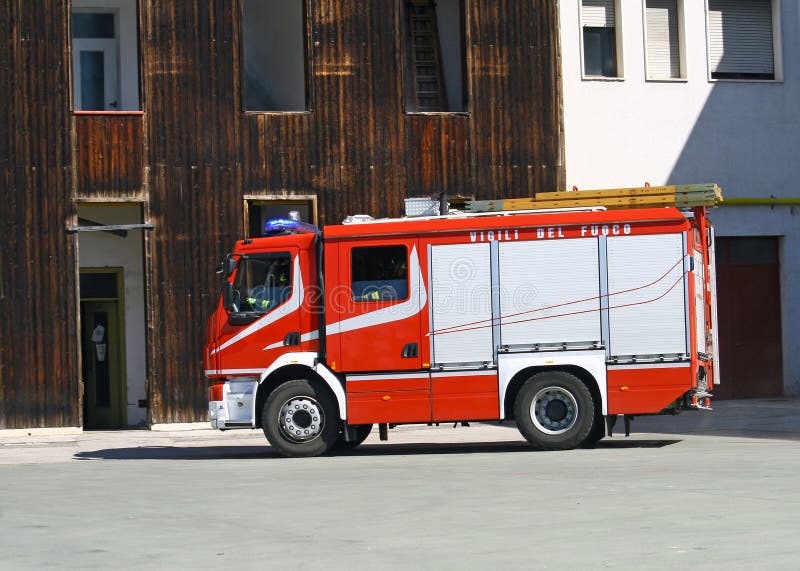 Fire Engine Truck during a Mission Stock Image - Image of station ...
