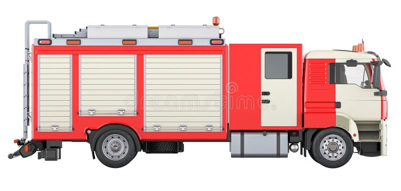 Side View Fire Truck Engine Isolated White 3d Stock Illustrations – 67 ...