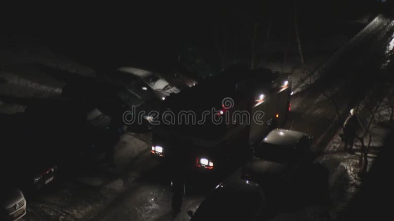 Fire Engine Turned on Beautiful Side Lights Leaving the Yard Stock ...