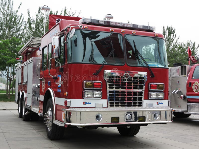 Fire Engine with Thin Red Line American Flag, Rutherford, New Jersey ...