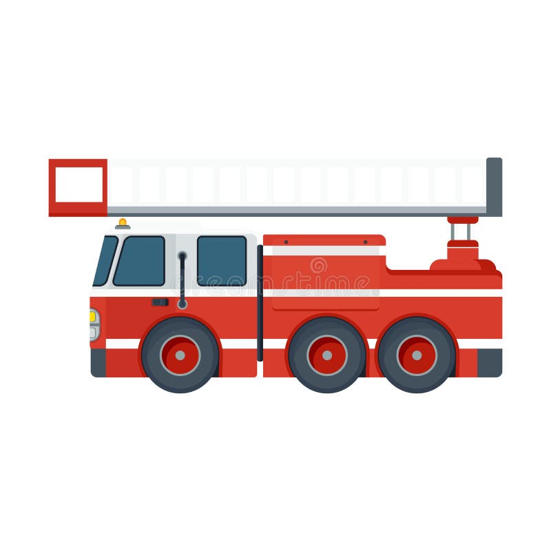 Fire engine on white stock vector. Illustration of alert - 89364281