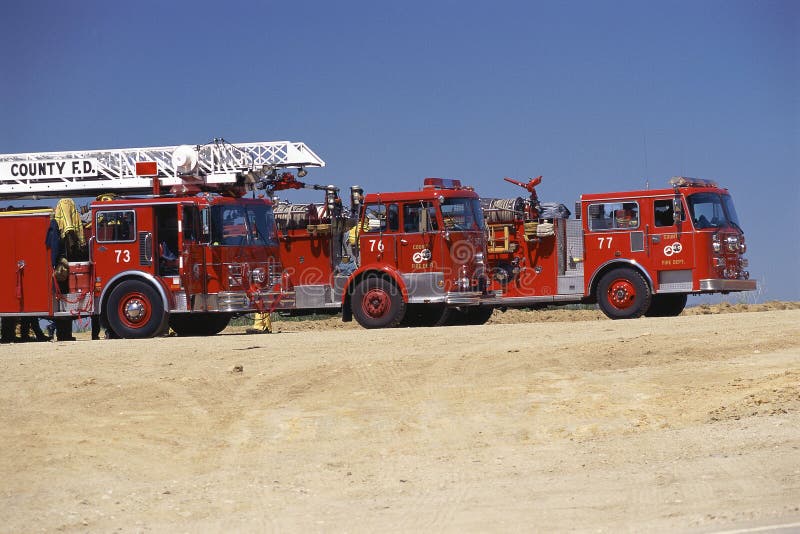 Fire Engines Parked Side-by-side Editorial Photography - Image of fire ...