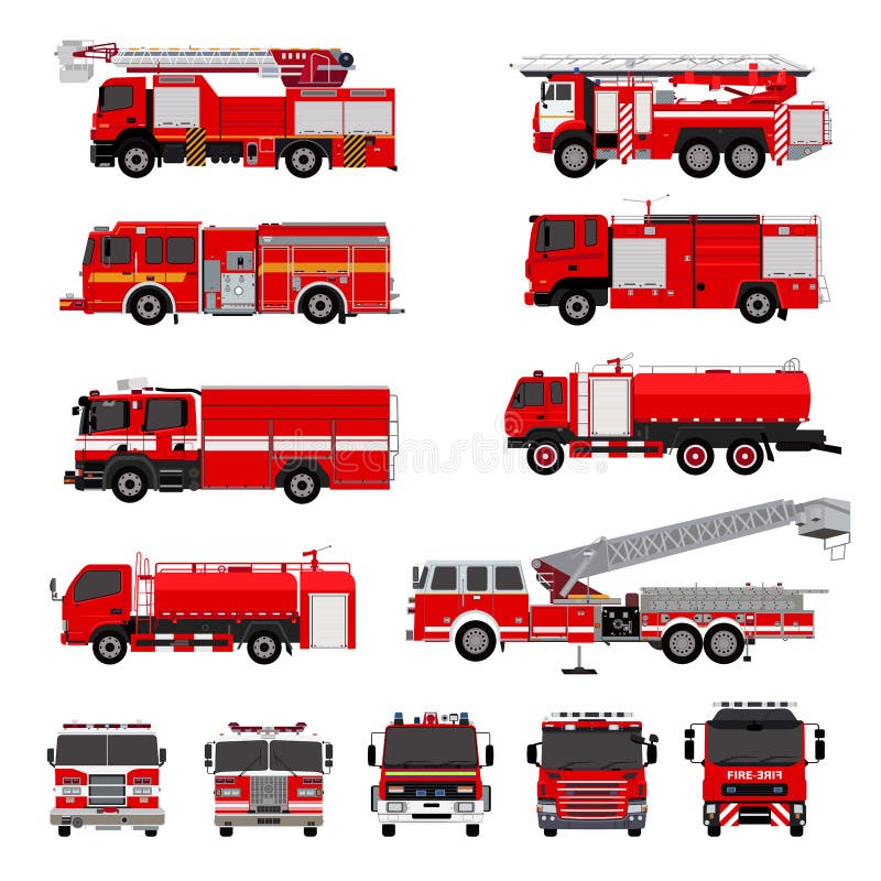 Fire Engines, Fire Trucks Collection Stock Vector - Illustration of ...