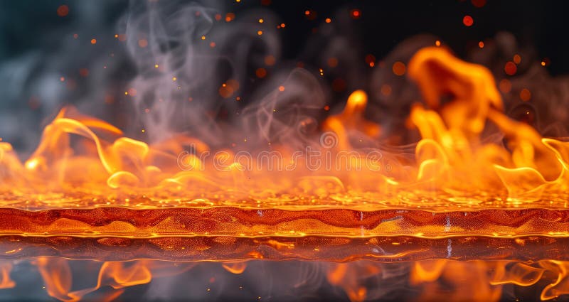 Fire Engulfed Glass Table with Smoke. Stock Illustration - Illustration ...