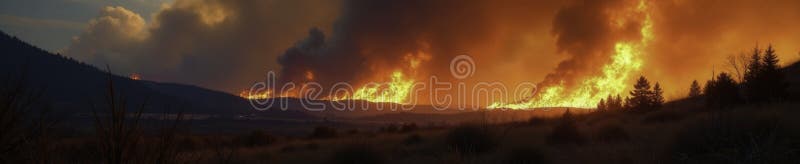Fire Engulfs the Landscape As a Massive Wildfire Ravages the Terrain ...