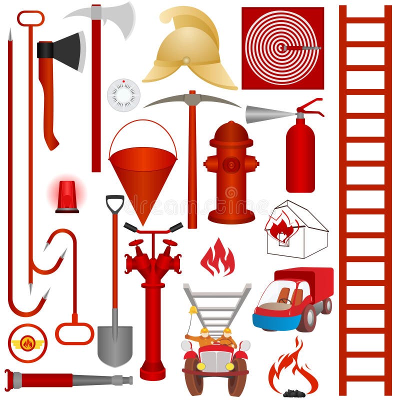 Fire Equipment, Tools and Accessories Stock Illustration - Illustration ...