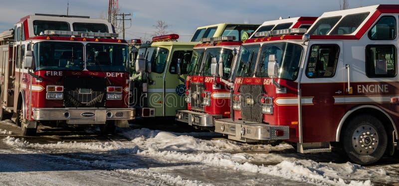 The Calgary Fire Department Trucks Responding To an Emergency on a ...