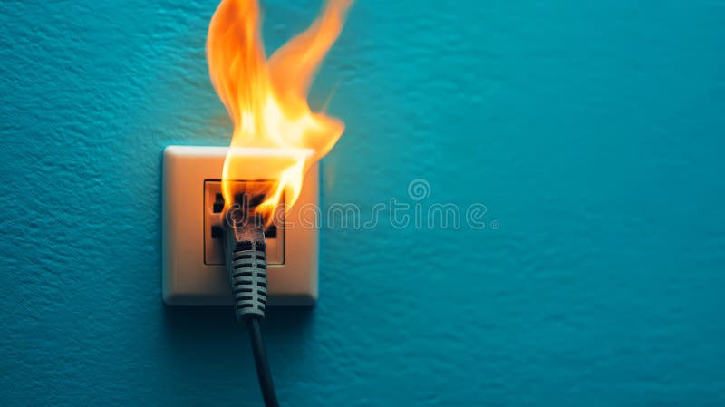Fire Erupting from Electrical Outlet Due To Overheating Plug on Vibrant ...