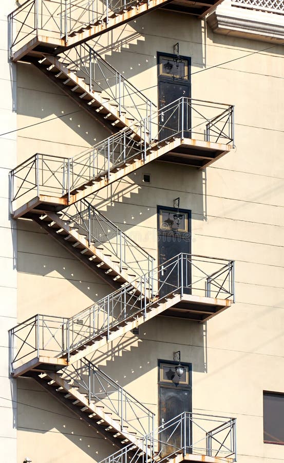 Fire Escape from the End of a Multi-storey Building Stock Photo - Image ...