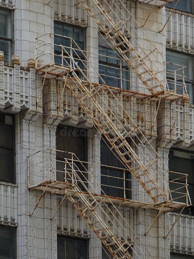 Fire Escape in a Facade of Chicago. Stock Photo - Image of buildings ...