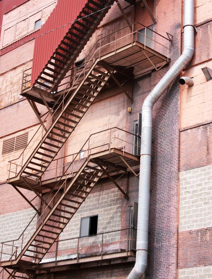 Fire Escape on a Factory Building Stock Image - Image of danger, fire ...