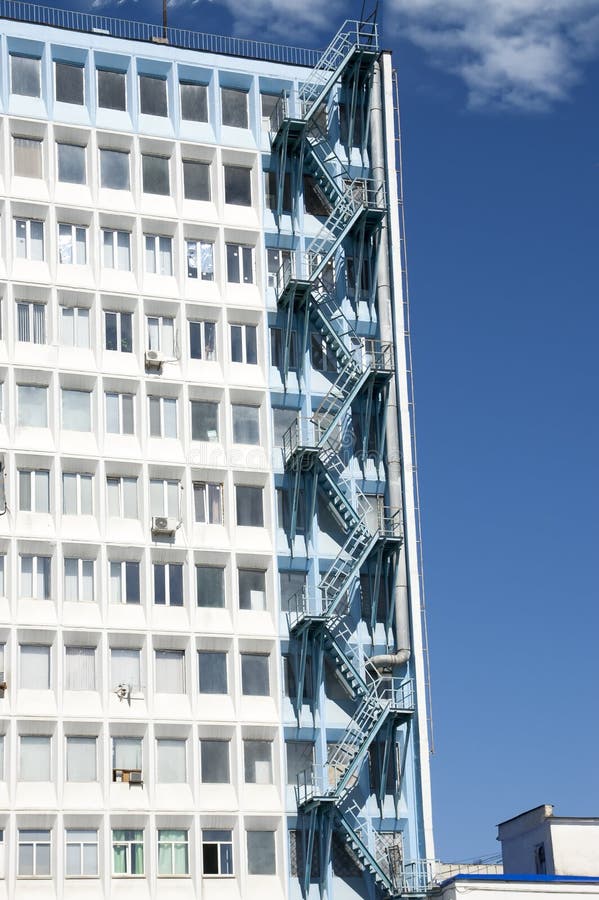 Fire Escape on the High-rise Building Stock Image - Image of building ...