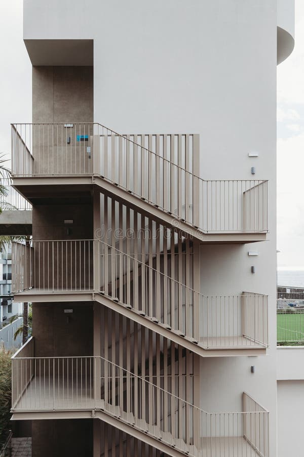 Fire Escape Ladders Attached To the Side of an Urban Building Stock ...