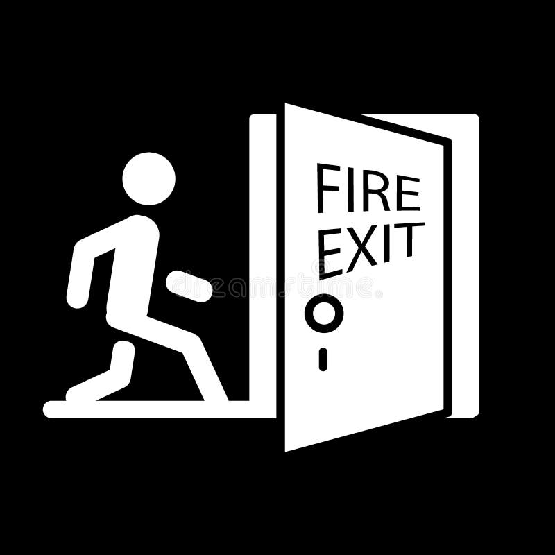 Fire Escape, Man Solid Icon. Vector Illustration Isolated on Black ...