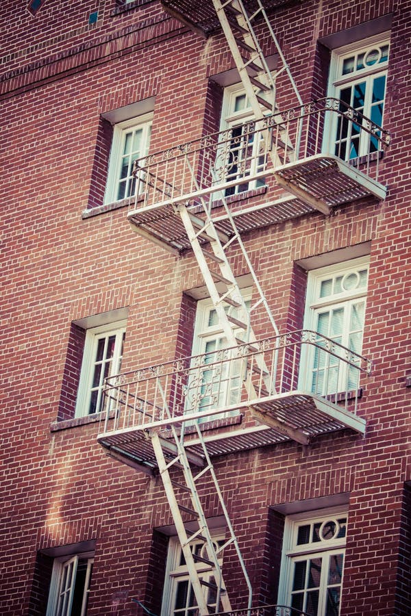 Fire Escape on an Old Building Stock Image - Image of life, brownstone ...