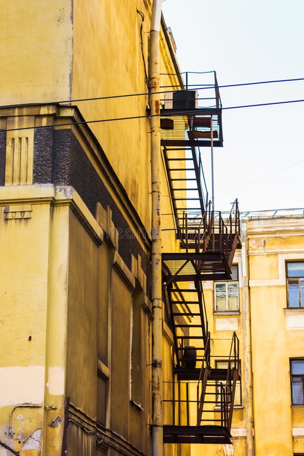 Fire Escape on an Old Building Ladder Iron Staircase Stock Image ...
