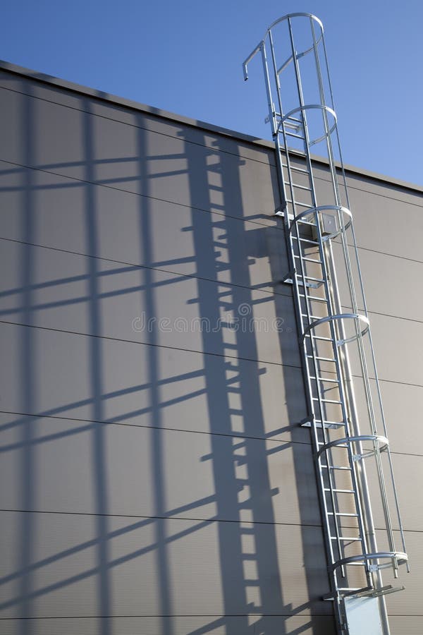 Fire Escape or Rescue Ladder at a Modern Industrial Building Stock ...