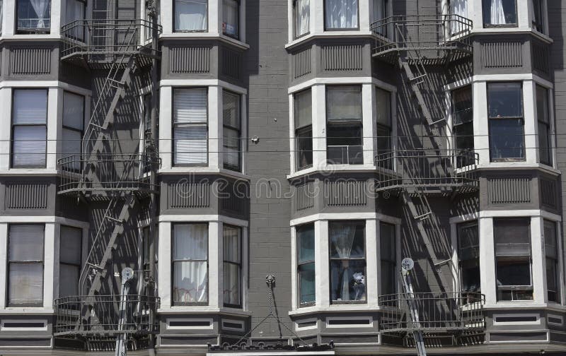 Fire Escape San Francisco Building Windows Emergency Stairs Stock ...