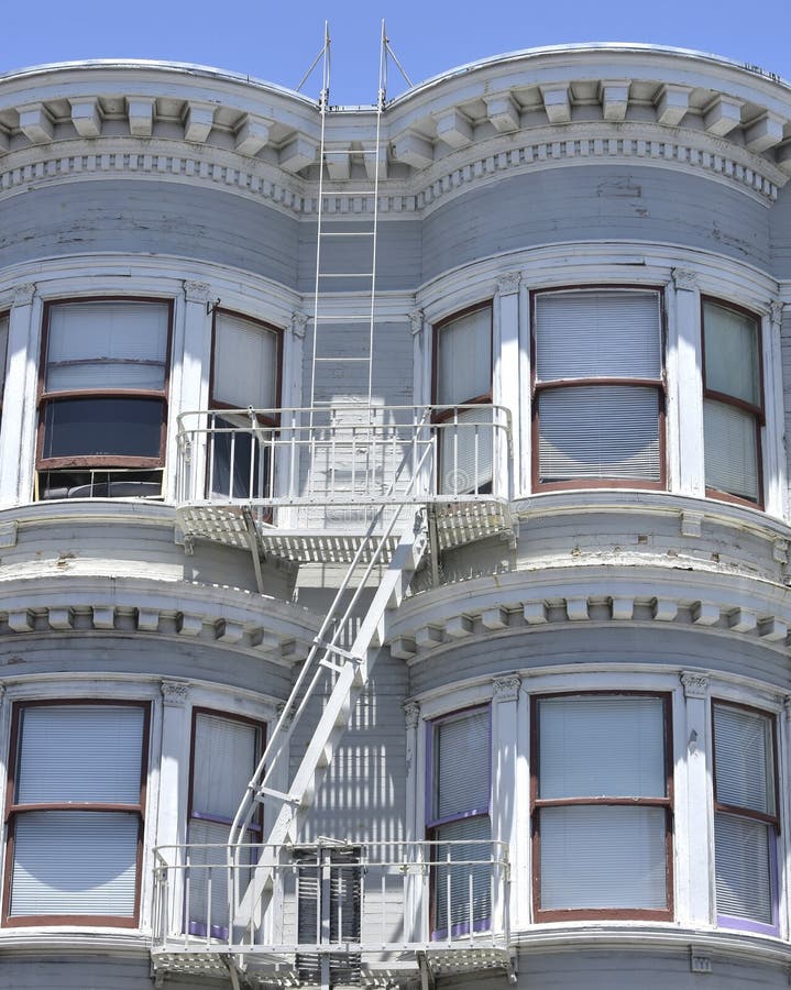 Fire Escape in San Francisco , Building with Windows and Emerg Stock ...