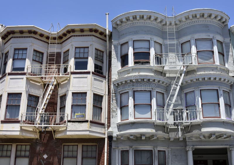 Fire Escape in San Francisco , Building with Windows and Emerg Stock ...
