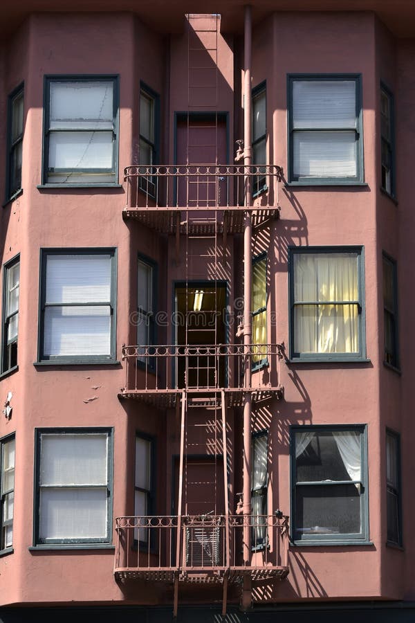 Fire Escape in San Francisco , Building with Windows and Emerg Stock ...