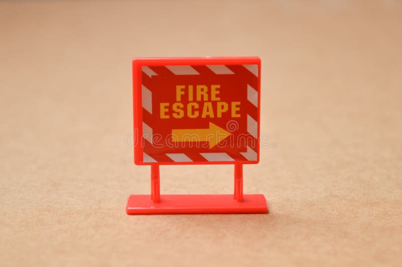 Fire Escape Sign with Arrow. Safety First Concept Stock Photo - Image ...