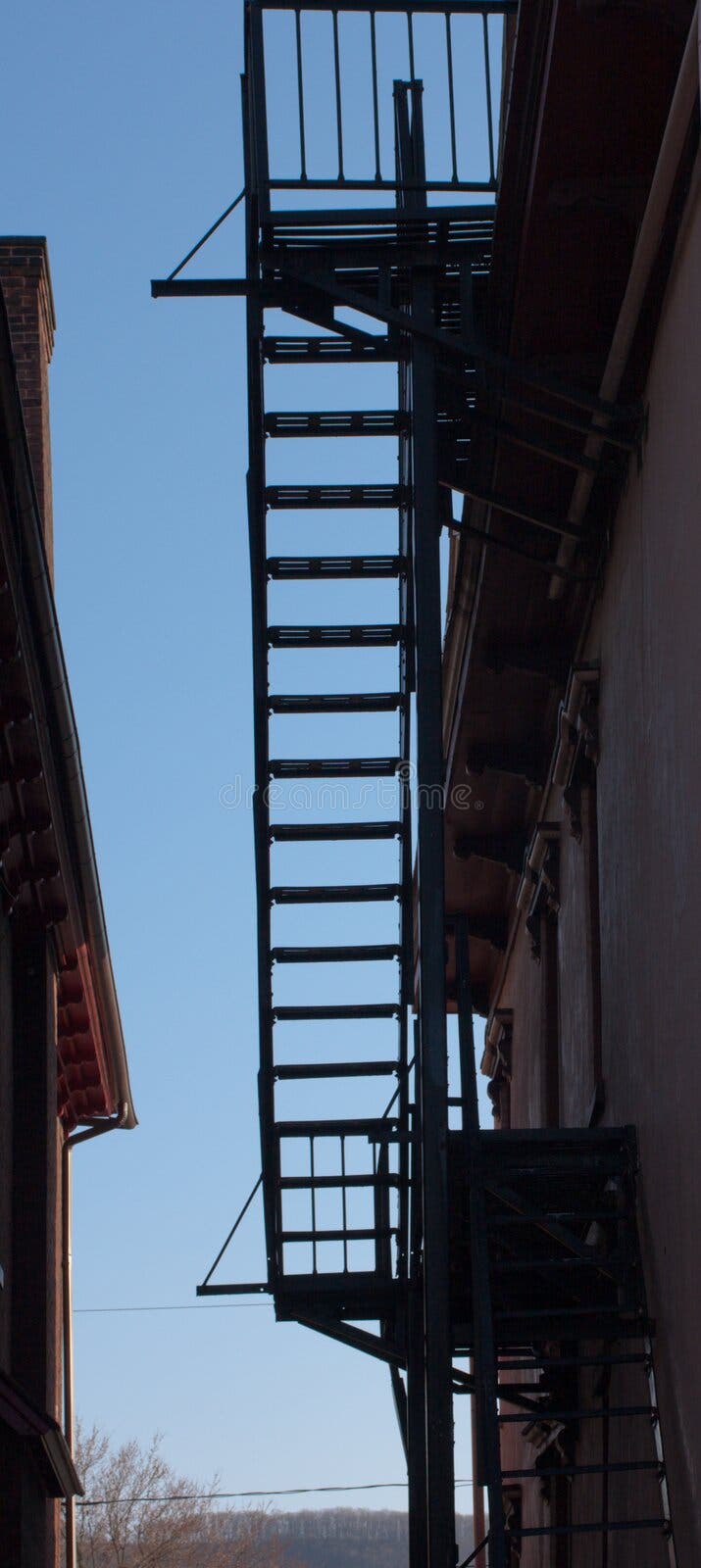 Fire Escape Structure Silhouette Stock Photos - Free & Royalty-Free ...