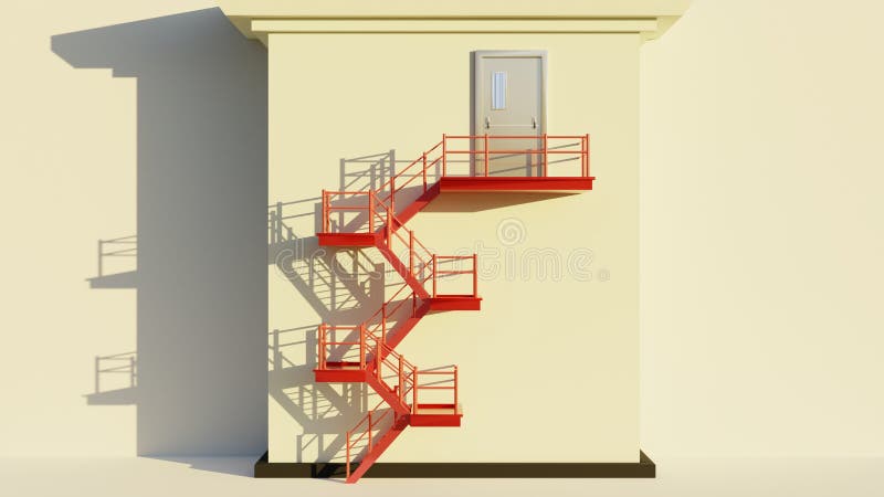 Fire Escape Staircase Exterior - 3D Rendering Stock Illustration ... Fire Escape Staircase Exterior - 3D Rendering Stock Illustration ...