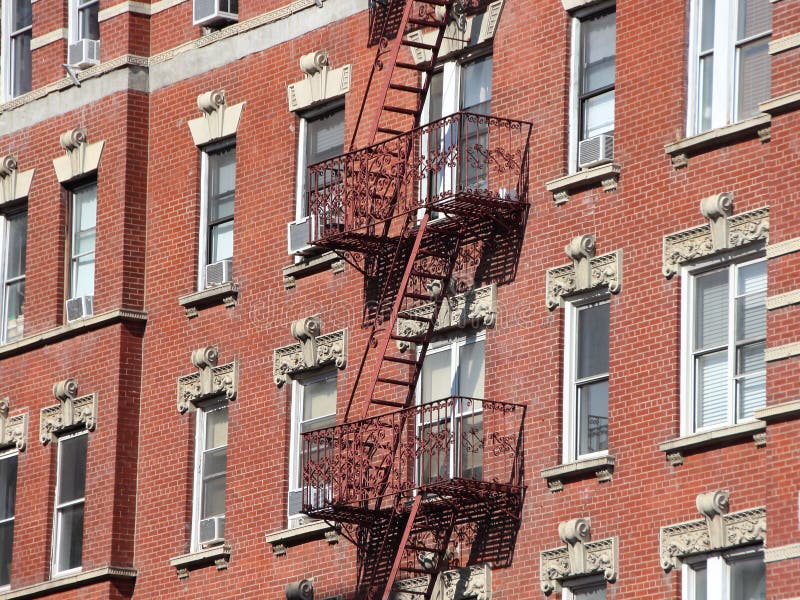 Fire Escape Stairs Outside Building New York Stock Image - Image of ...