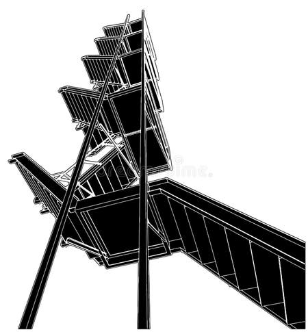 A Fire Escape Stairs Vector 01 Stock Vector - Illustration of danger ...