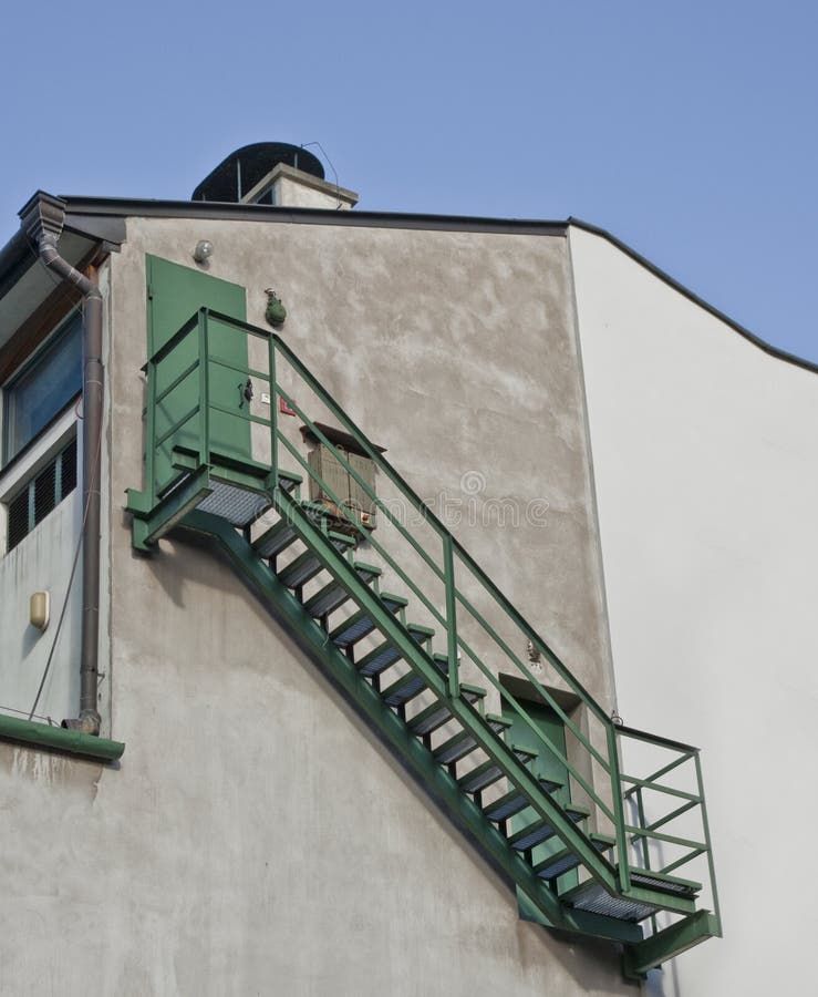 Fire Escape Stairs on Wall of Building Stock Photo - Image of ...