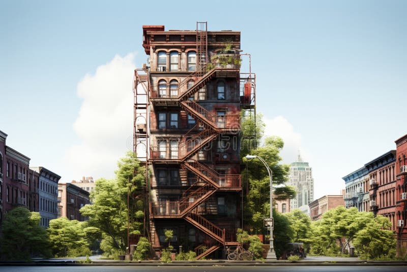 Fire Escape on White Background Stock Illustration - Illustration of ...