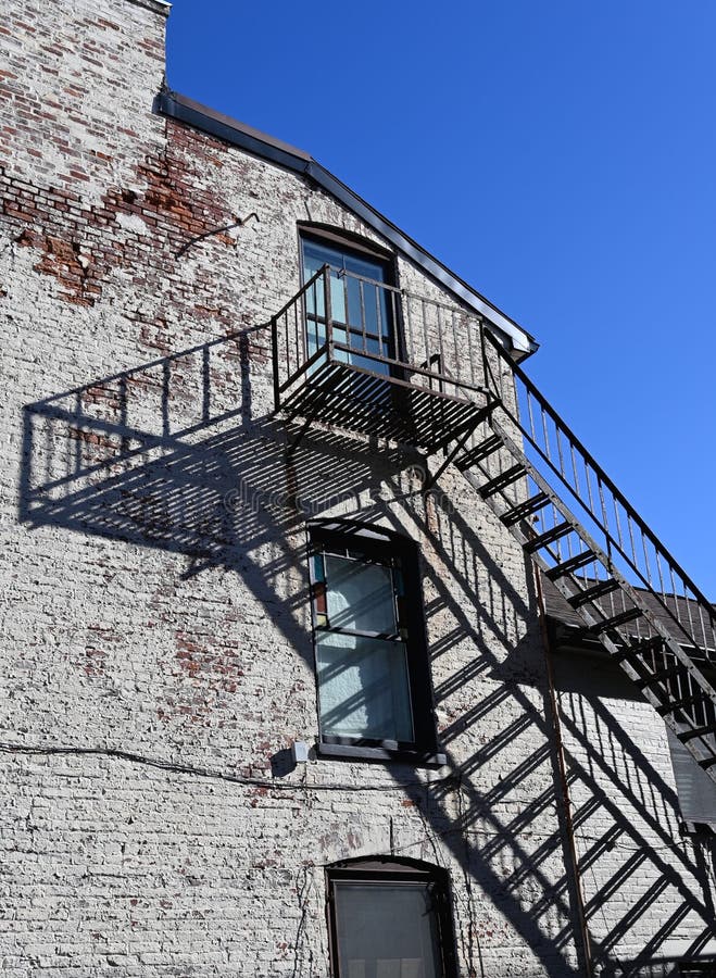 Fire Escape stock image. Image of fire, metal, shadows - 163488999