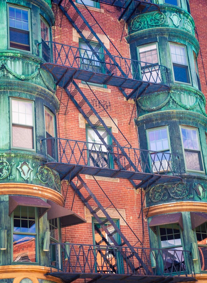 Fire escape boston stock image. Image of buildings, brick - 99006443