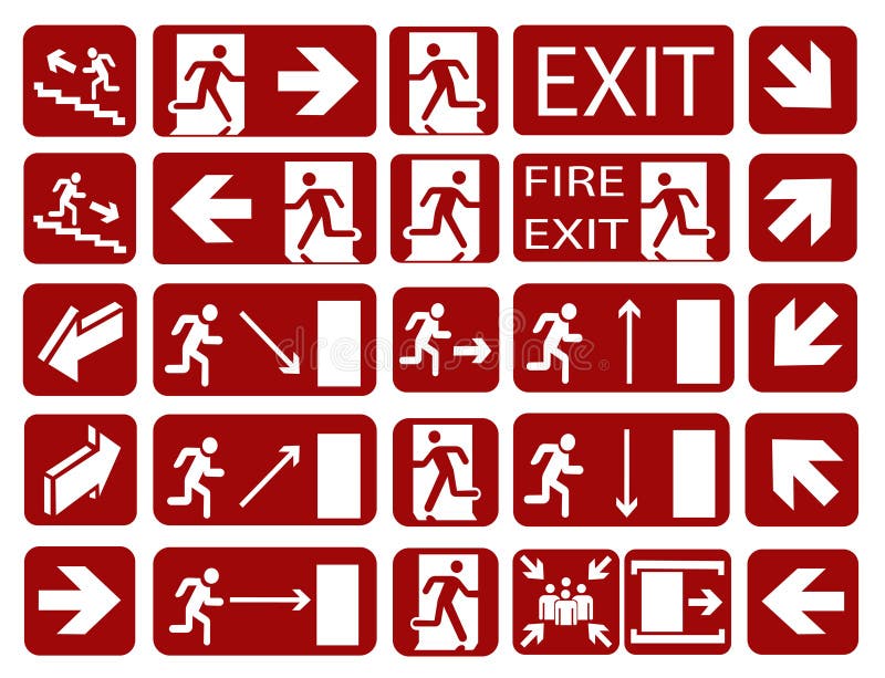 Fire Evacuation Infographic Posters Set, Flat Cartoon Vector ...