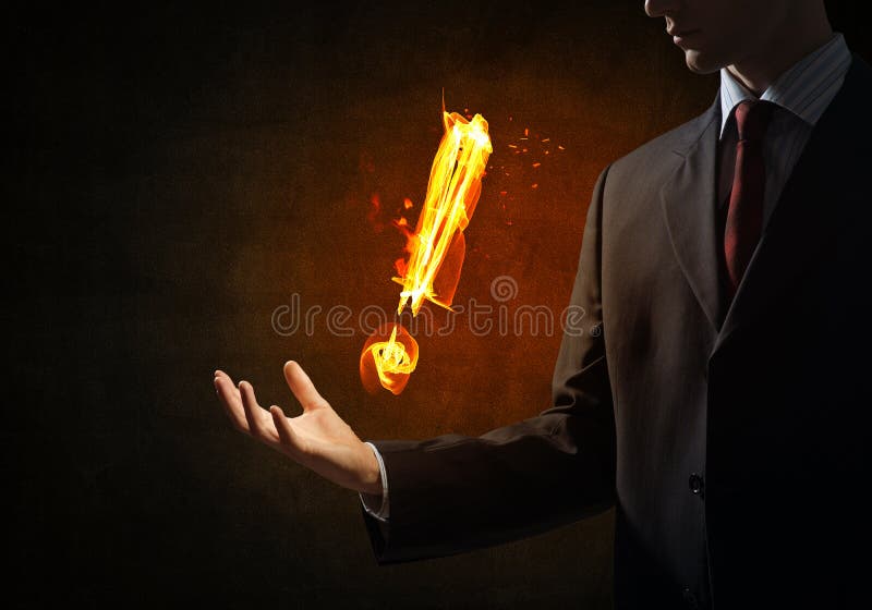 Fire exclamation mark stock photo. Image of modern, danger - 82800094