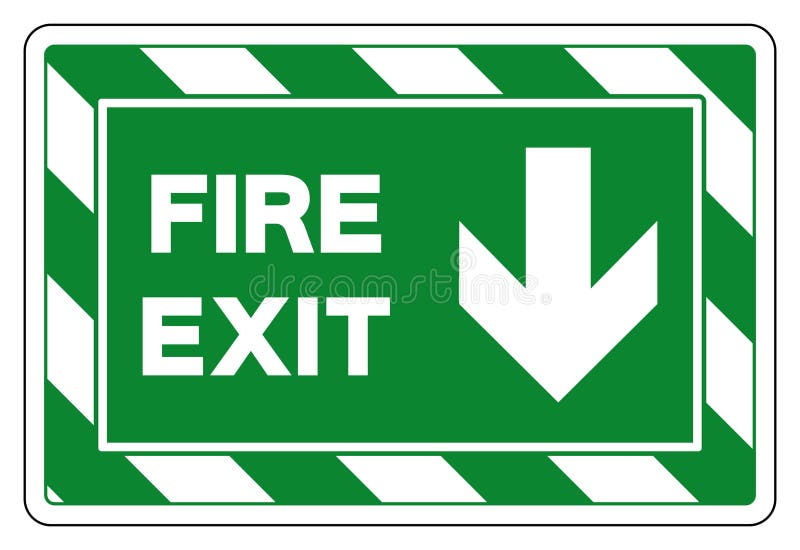 Fire Exit Arrow Down Symbol Sign, Vector Illustration, Isolate on White ...
