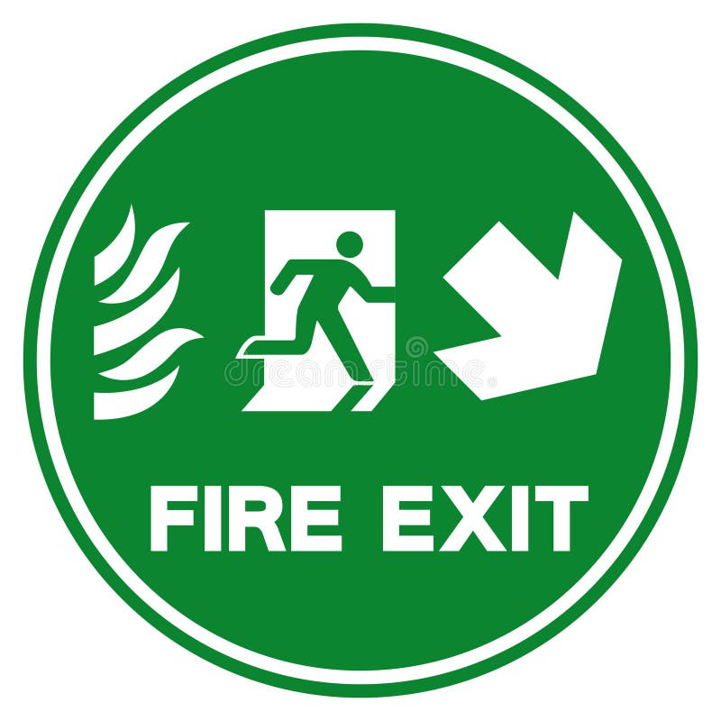 Fire Exit Arrow Right Down Symbol Sign, Vector Illustration, Isolate on ...