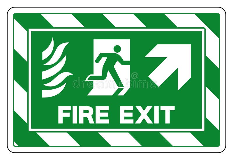 Fire Exit Arrow Right Up Symbol Sign, Vector Illustration, Isolate on ...