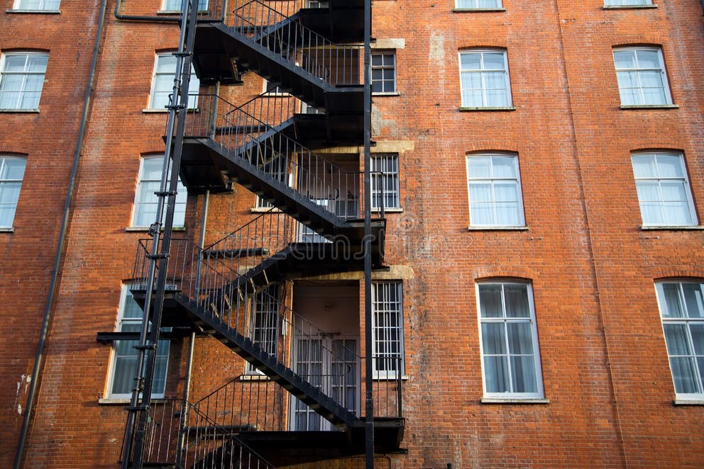 Fire exit stock image. Image of handrail, iron, metal - 48176251