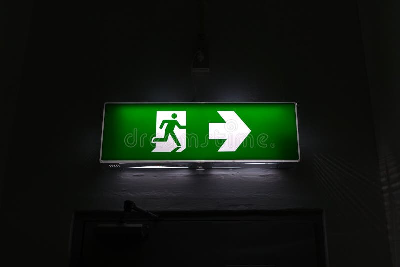Fire exit in factory stock photo. Image of equipment - 129974996