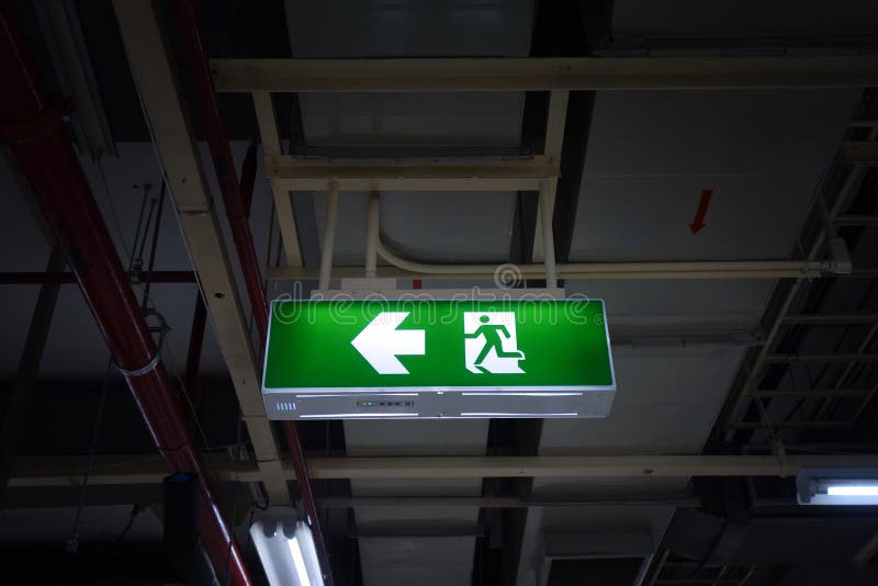 Fire exit in factory. stock photo. Image of colorful - 161122798