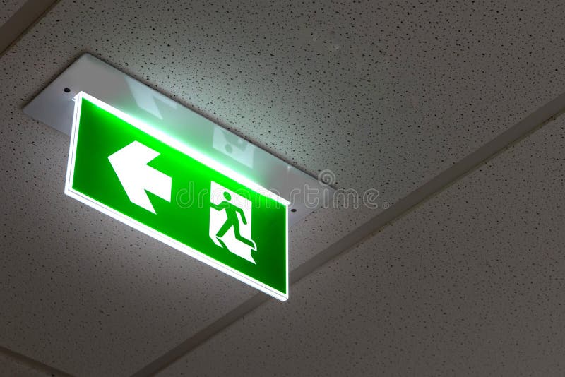 Fire Exit ,green Emergency Exit Sign Stock Image - Image of fire ...