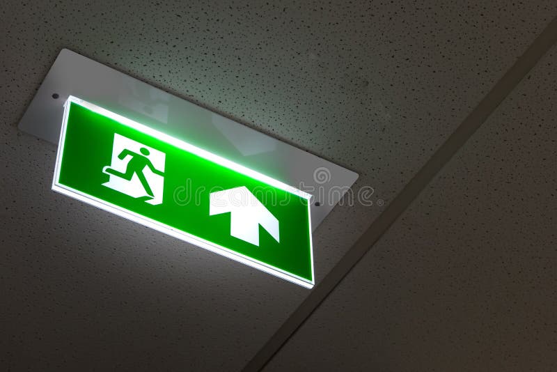 Fire Exit ,green Emergency Exit Sign Stock Photo - Image of illuminated ...