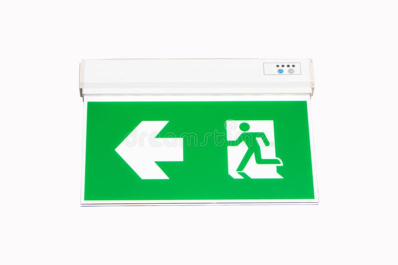 Fire Exit Green Emergency Exit Sign Isolated on White Background. Stock ...