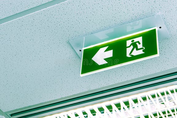 Fire Exit ,green Emergency Exit Sign Stock Image - Image of evacuation ...