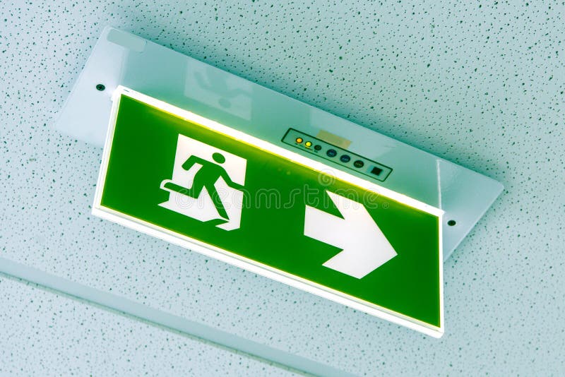 Fire Exit ,green Emergency Exit Sign Stock Image - Image of exit ...