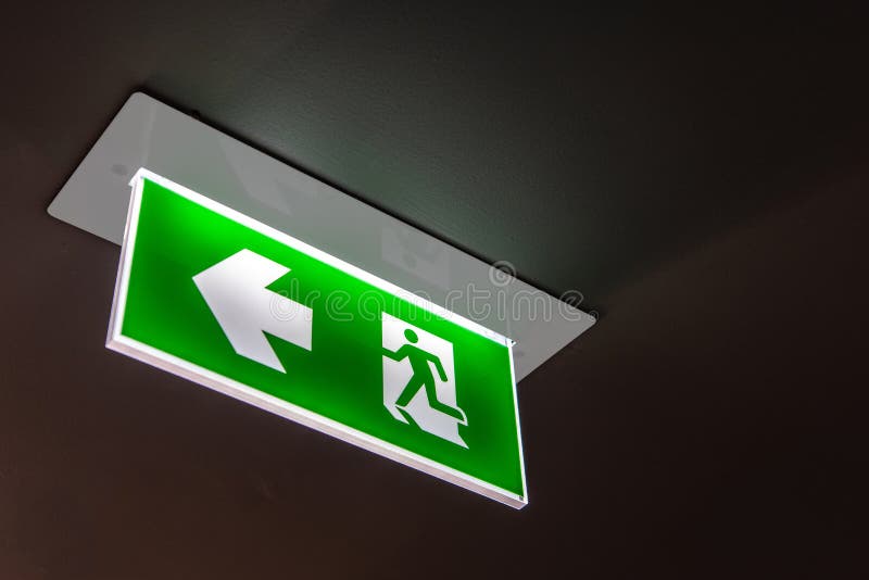 Fire Exit ,green Emergency Exit Sign Stock Image - Image of illuminated ...