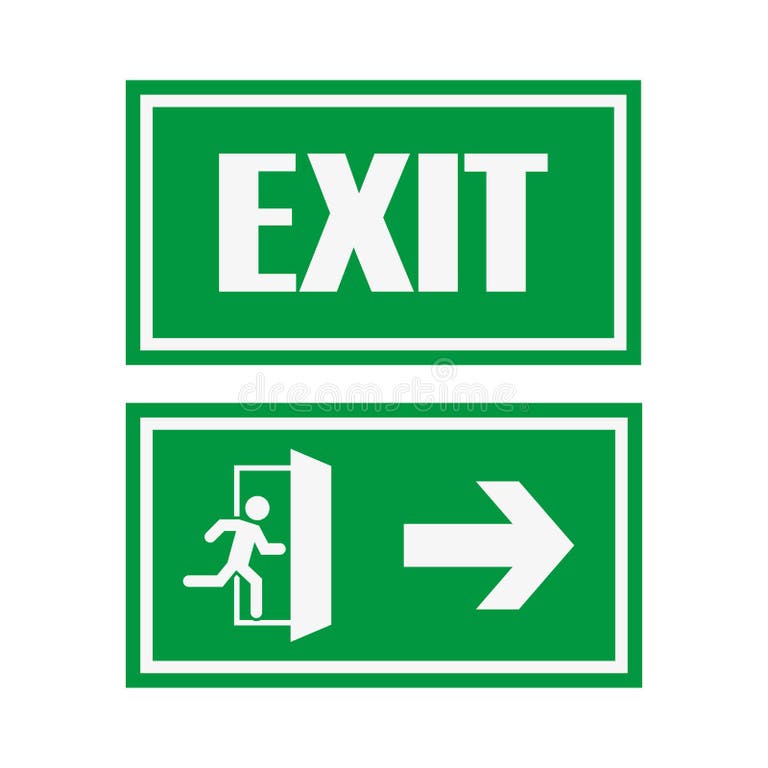 Fire Exit Green Symbol a Flat Style Stock Illustration - Illustration ...