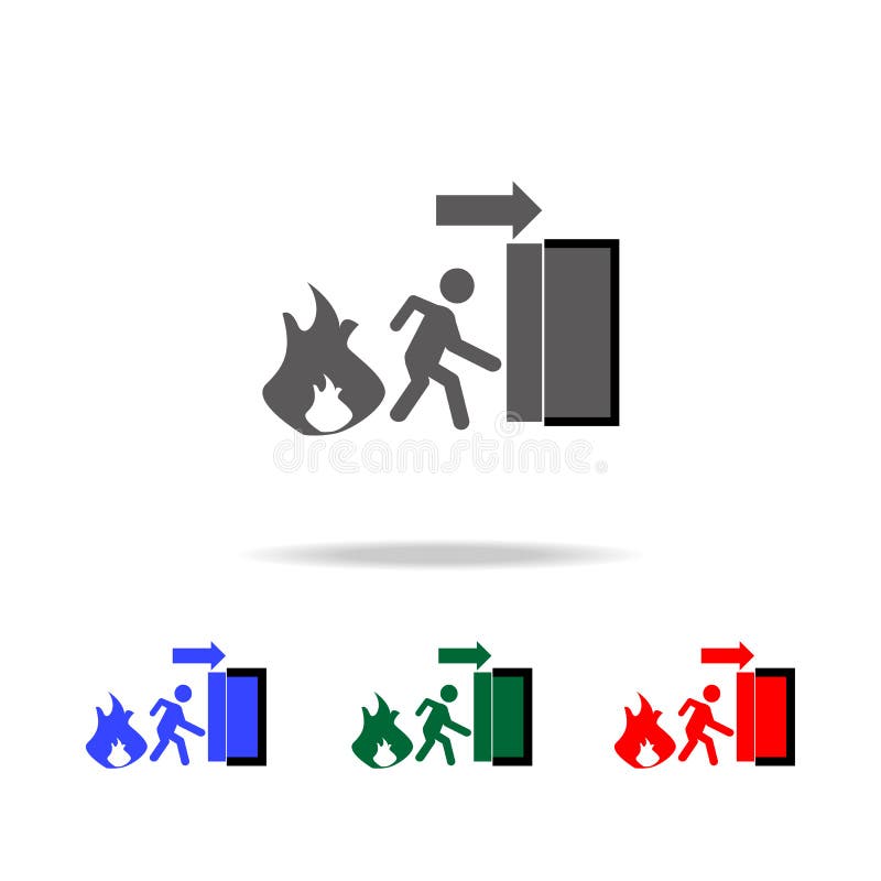 Fire Exit Icon. Elements of Firefighter Multi Colored Icons. Premium ...